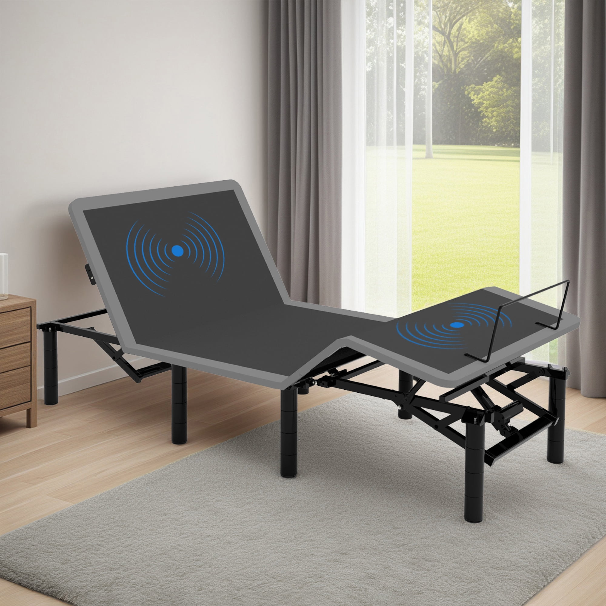 Jopath Adjustable Bed Frame with Massage Head and Foot Incline Wireless ...