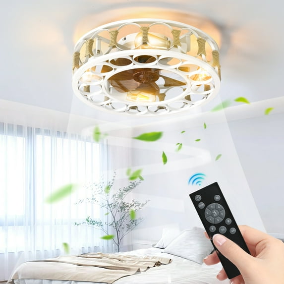 Jopath Caged Ceiling Fan with Lights Remote Control,Semi-embedded ...