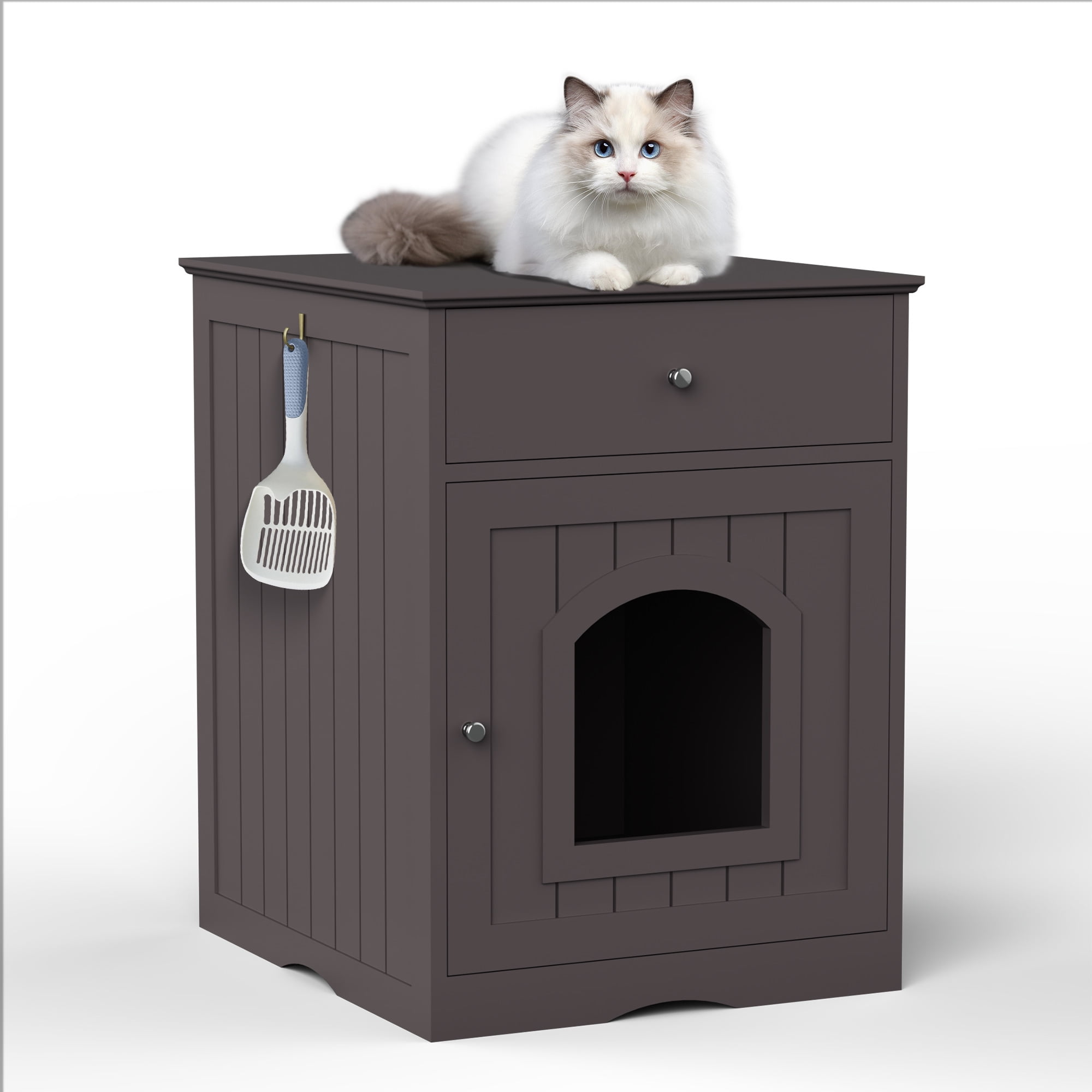 Jopath Cat Home Nightstand,Wooden Pet House Cat Litter Box Enclosure ...