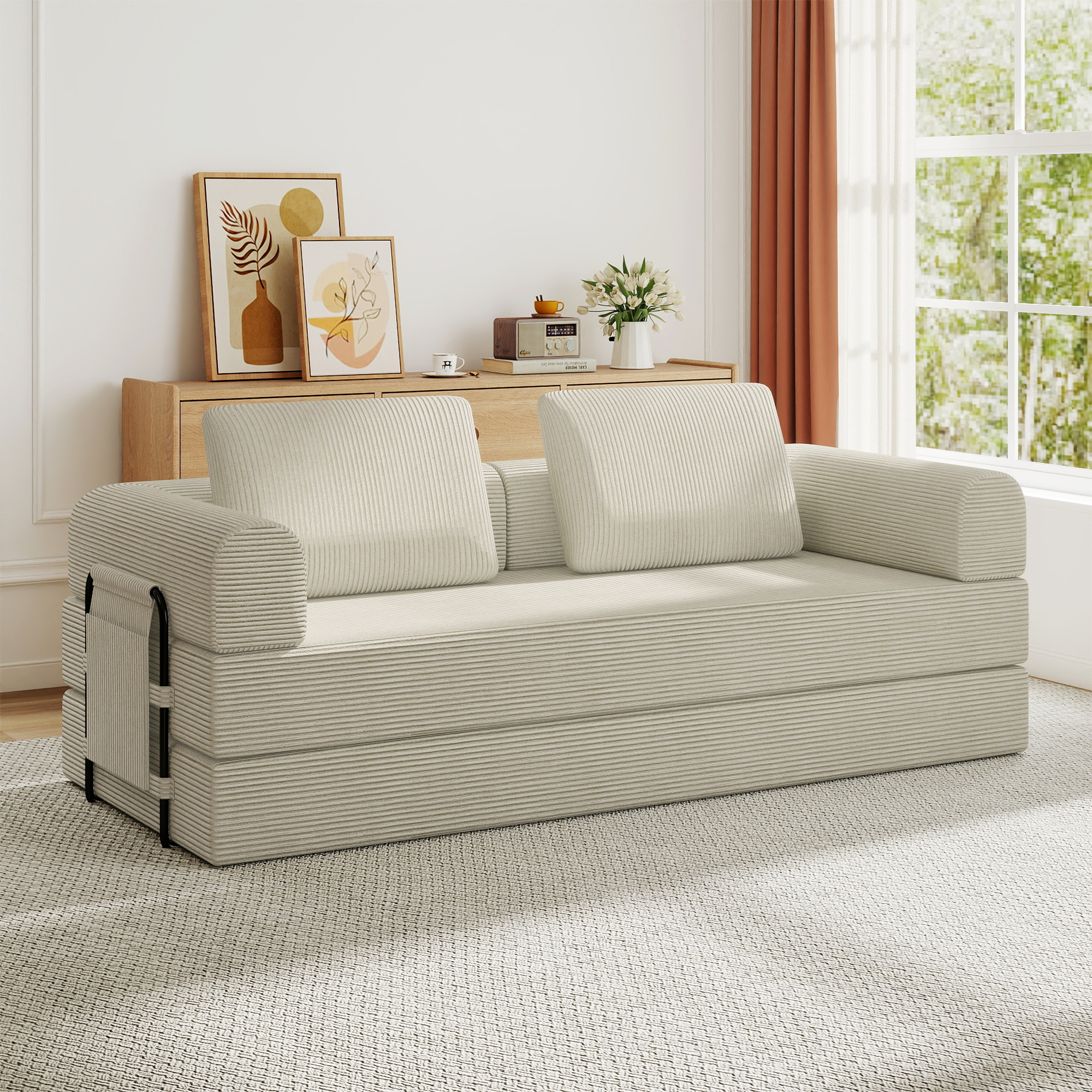 Jopath Convertible Sleeper Sofa Bed,Compressed Floor Boneless Couch ...