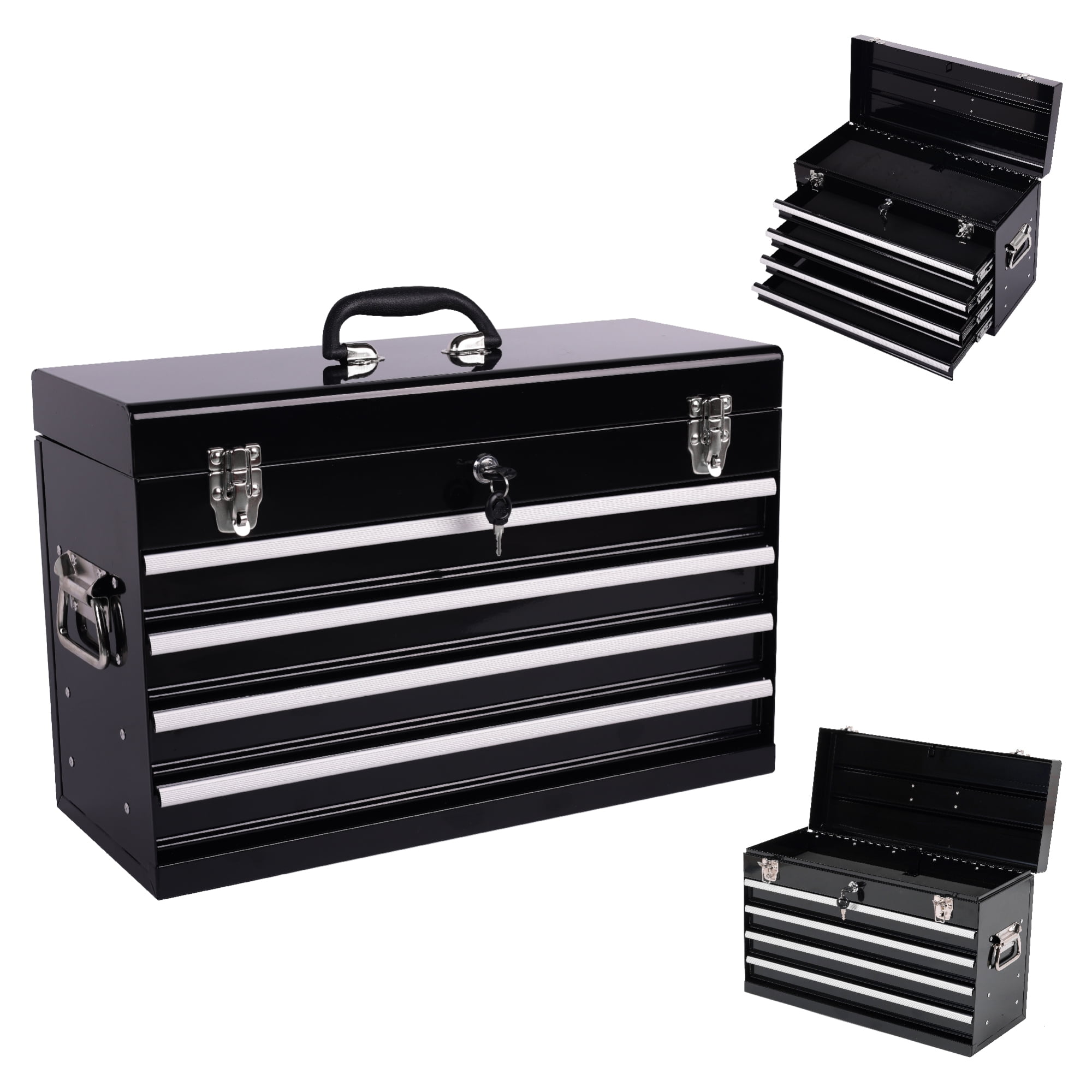 Jopath Heavy Duty Metal Tool Box, 21-inch, Portable Metal Tool Box with ...