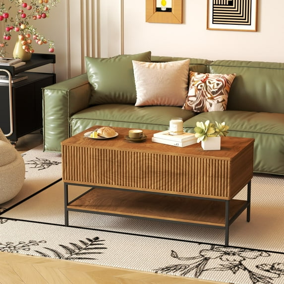 Jopath Lift Top Coffee Table with Storage, Rectangle Modern Farmhouse ...