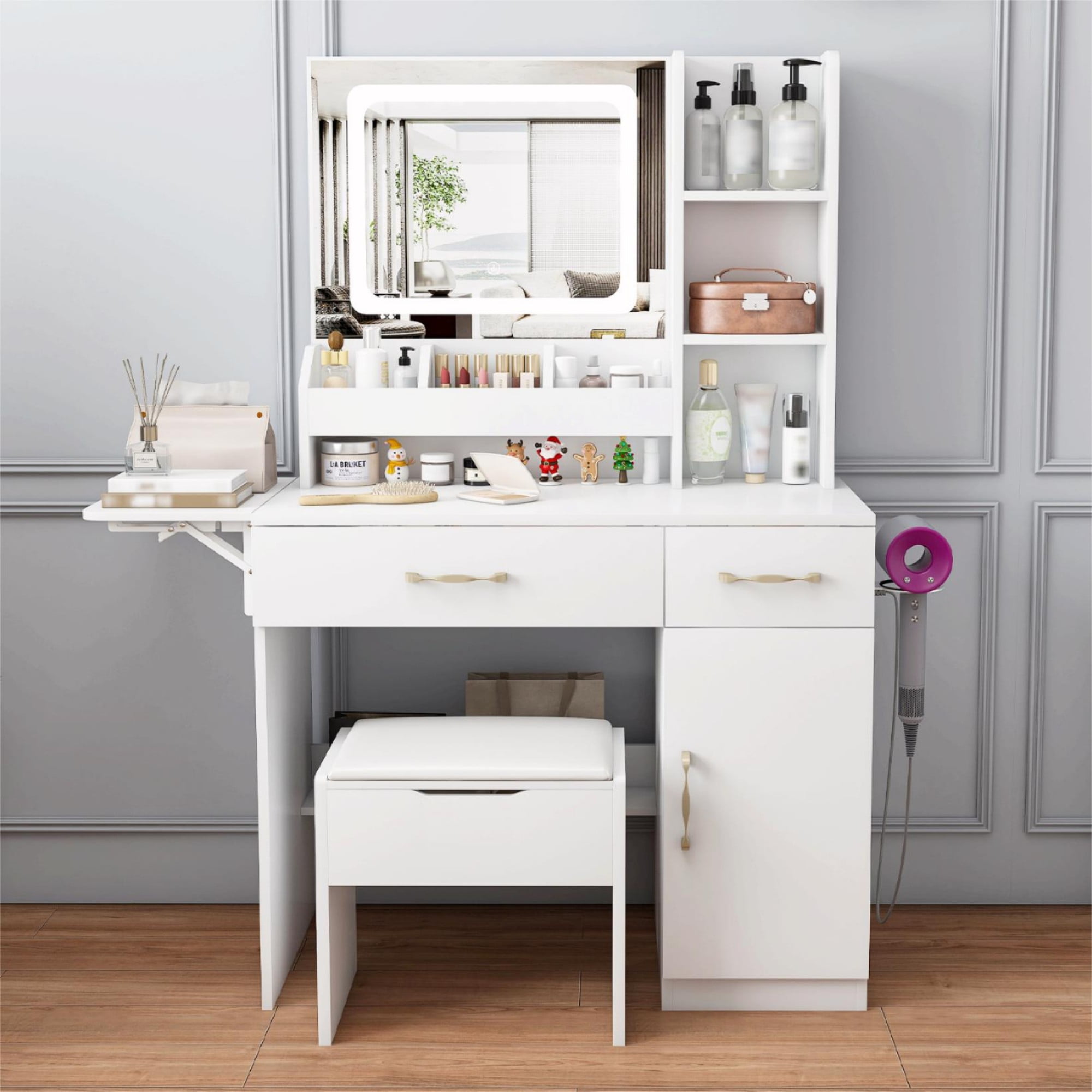 Jopath Makeup Vanity Set with Mirror & Lights,Vanity Desk with 3 ...