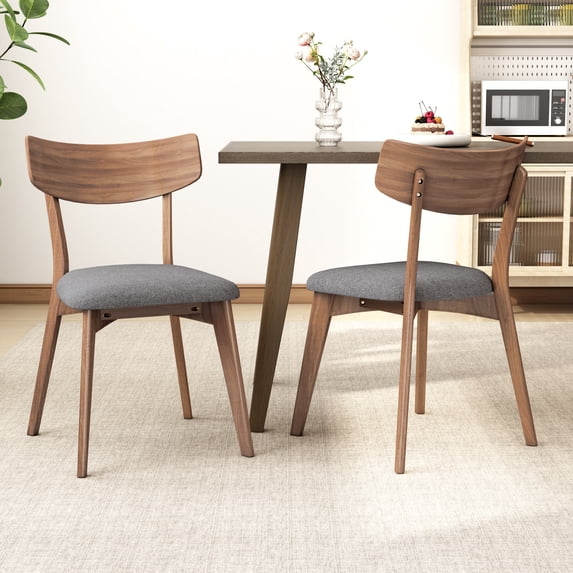 Jopath Mid-Century Modern Walnut Dining Chairs (Set Of 2) - Grey ...