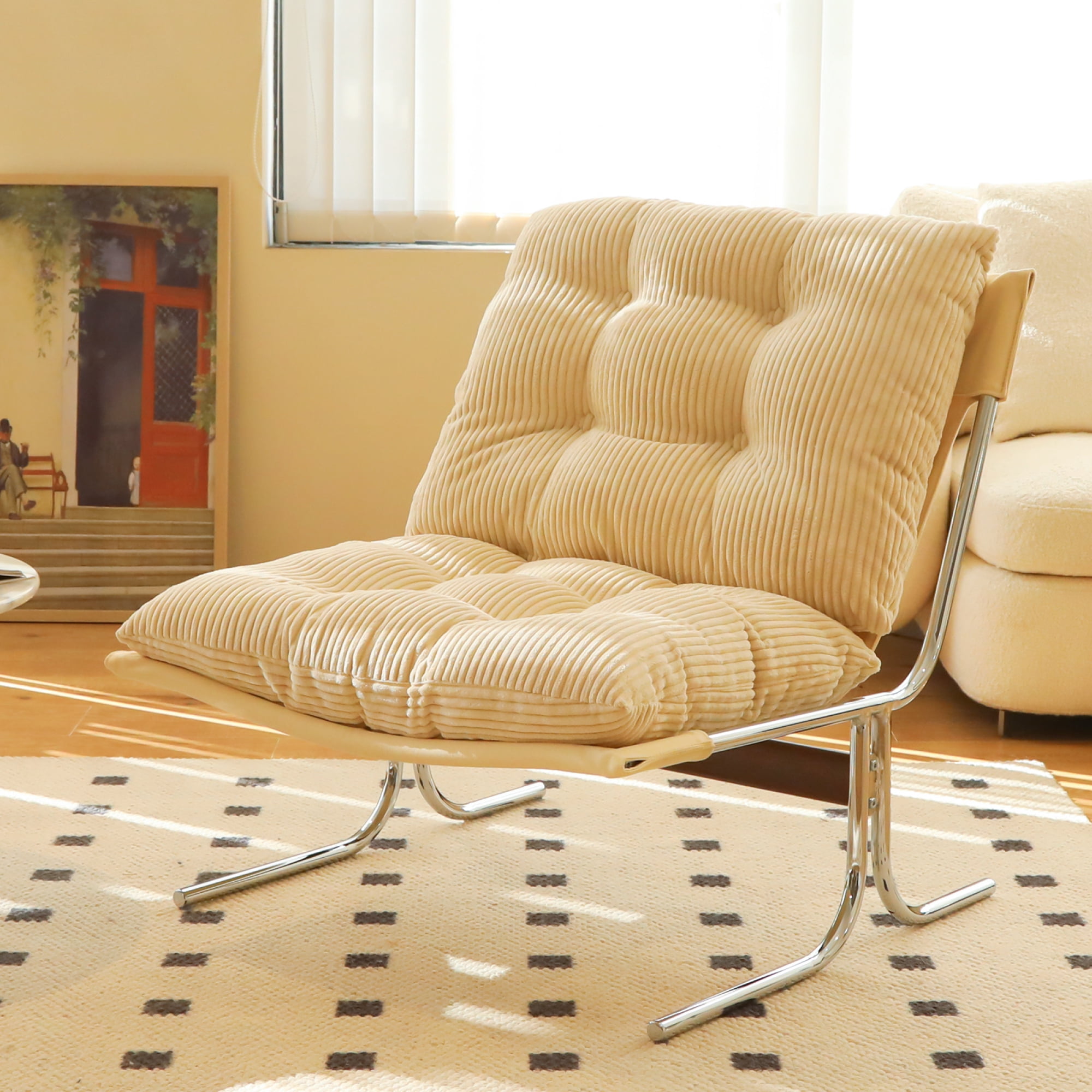 Jopath Modern Accent Chair, Comfy Living Room Chair with Metal Chrom ...