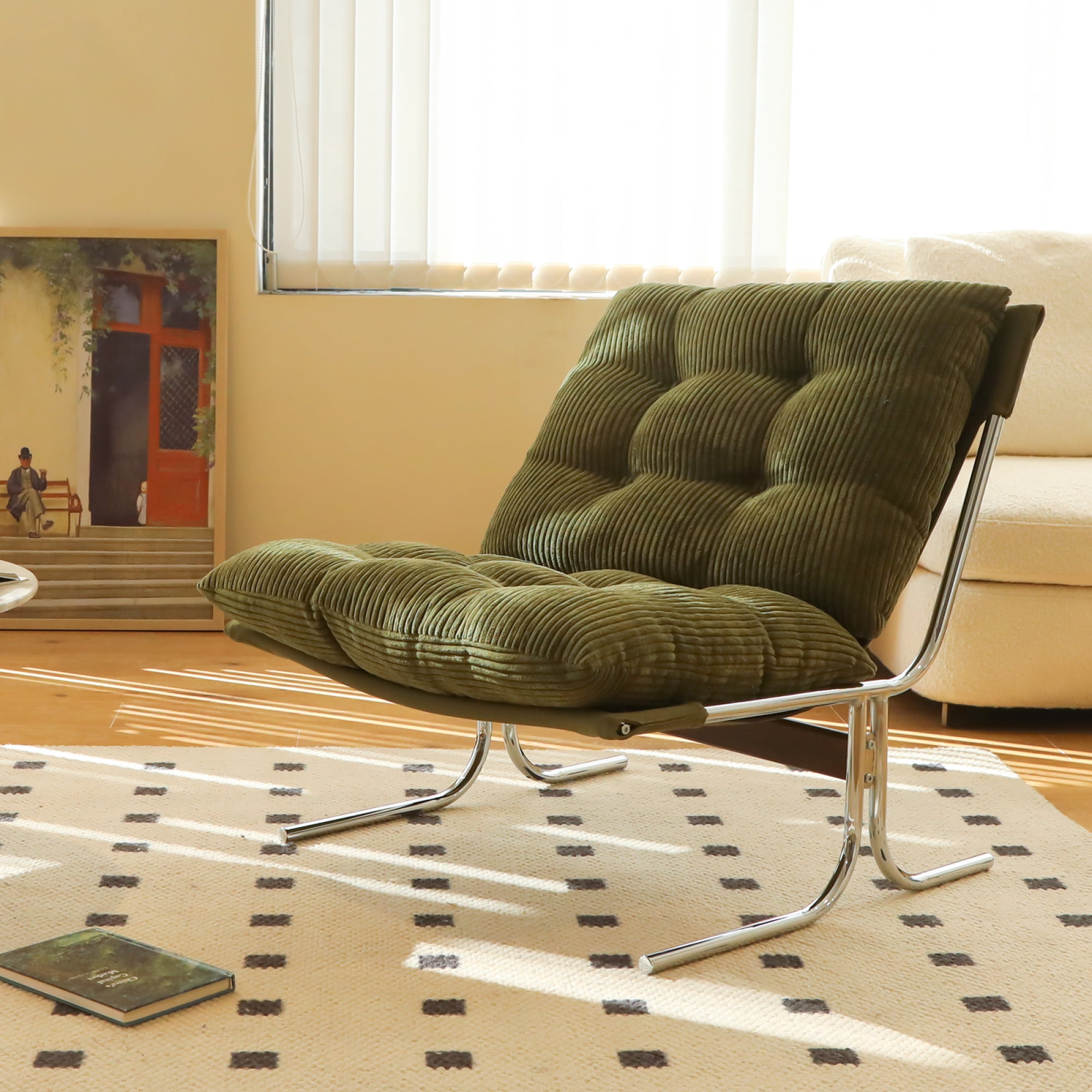 Jopath Modern Accent Chair, Comfy Living Room Chair with Metal Chrom ...