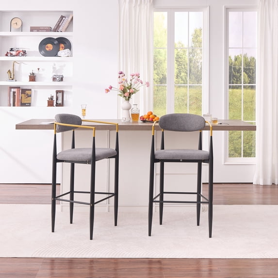 Jopath Modern Upholstered Bar Stool with Gold Accented Armrests ...