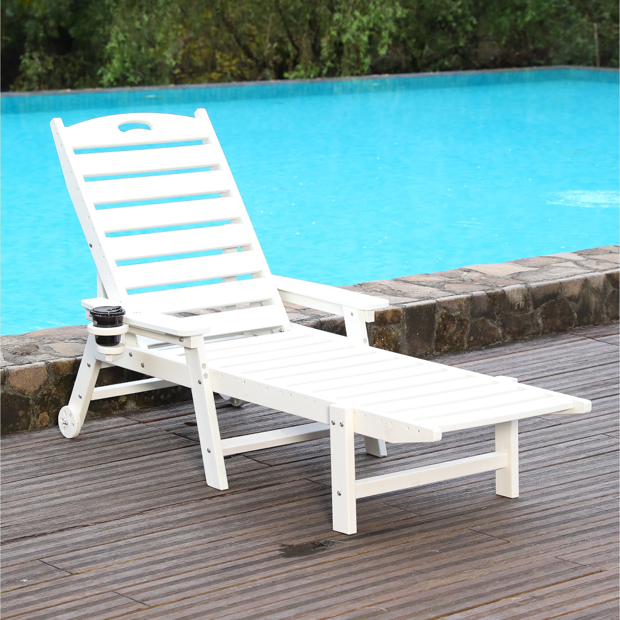 Jopath Outdoor Chaise Lounge Chair, Pool Lounge Chairs with 4-Position ...