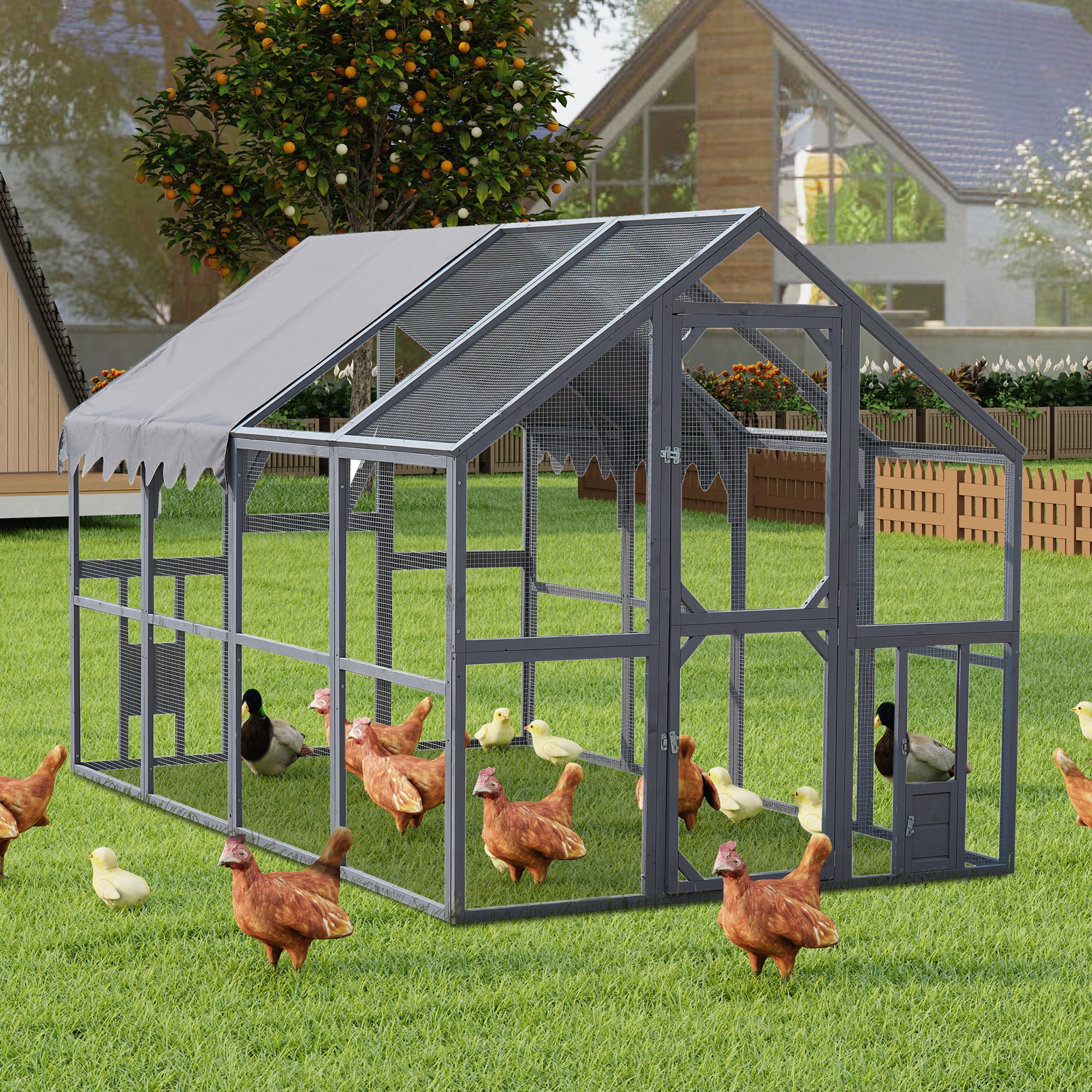 Jopath Outdoor Chicken Playpen Chicken Coop Enclosure 110" Large Walk ...