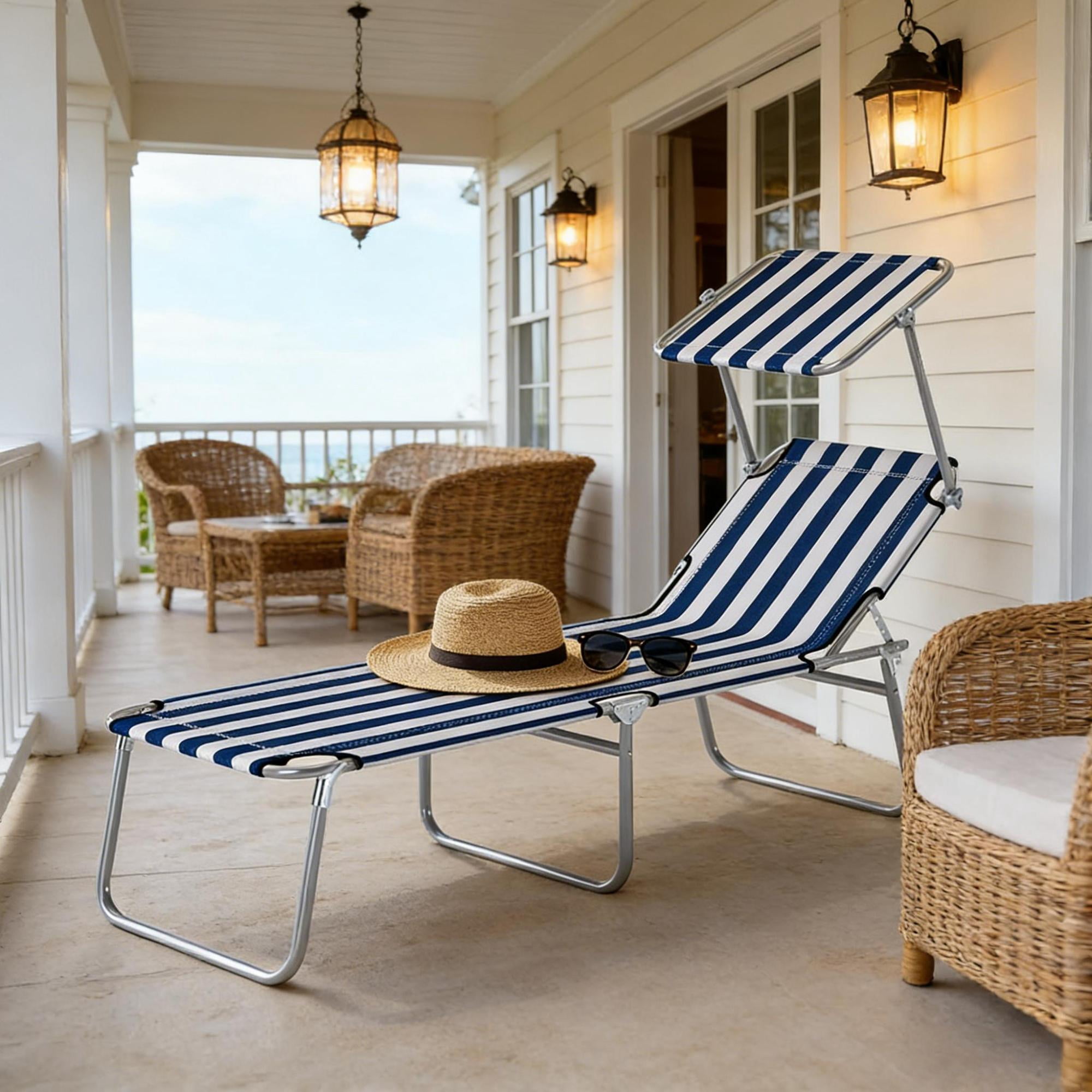 Jopath Portable Chaise Lounge Chair with Canopy Outdoor Folding ...