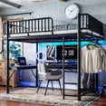 Jopath Queen Loft Bed with L-Shaped Desk,LED Light Strip and Charge ...