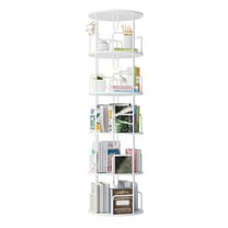Rotating Bookshelf Tower 5 Tier, Spinning Bookcase, Revolving 360 Book ...