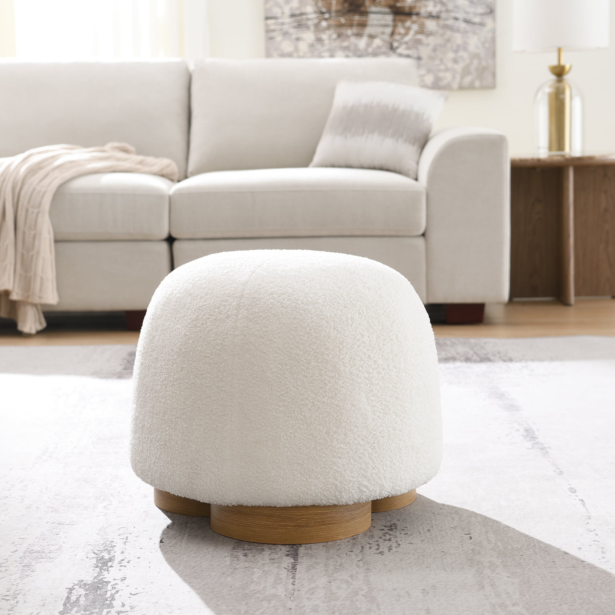 Jopath Round Ottoman, Footstool with Soft Padded Seat Sofa Couch ...