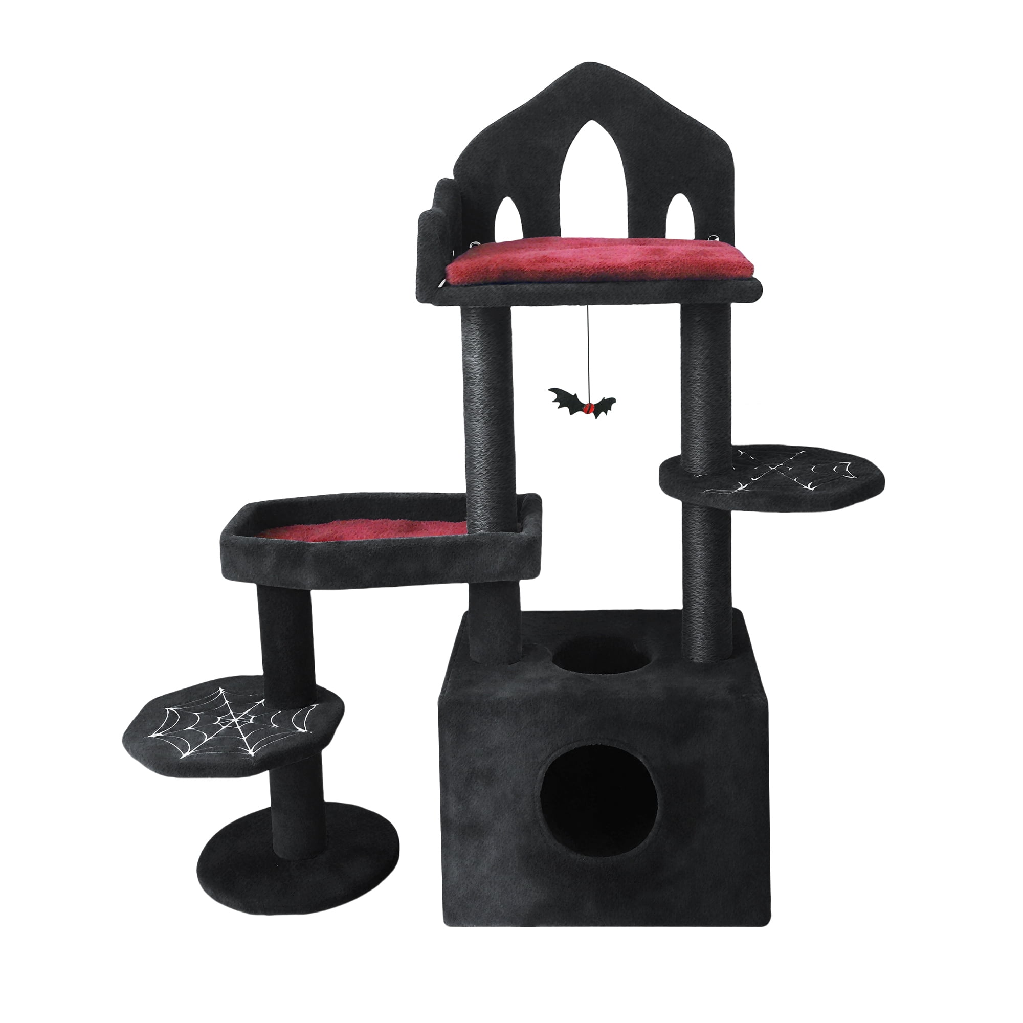 Jopath Tall Halloween Cat Tower,Black Gothic Cat Tree, Multi-Level ...
