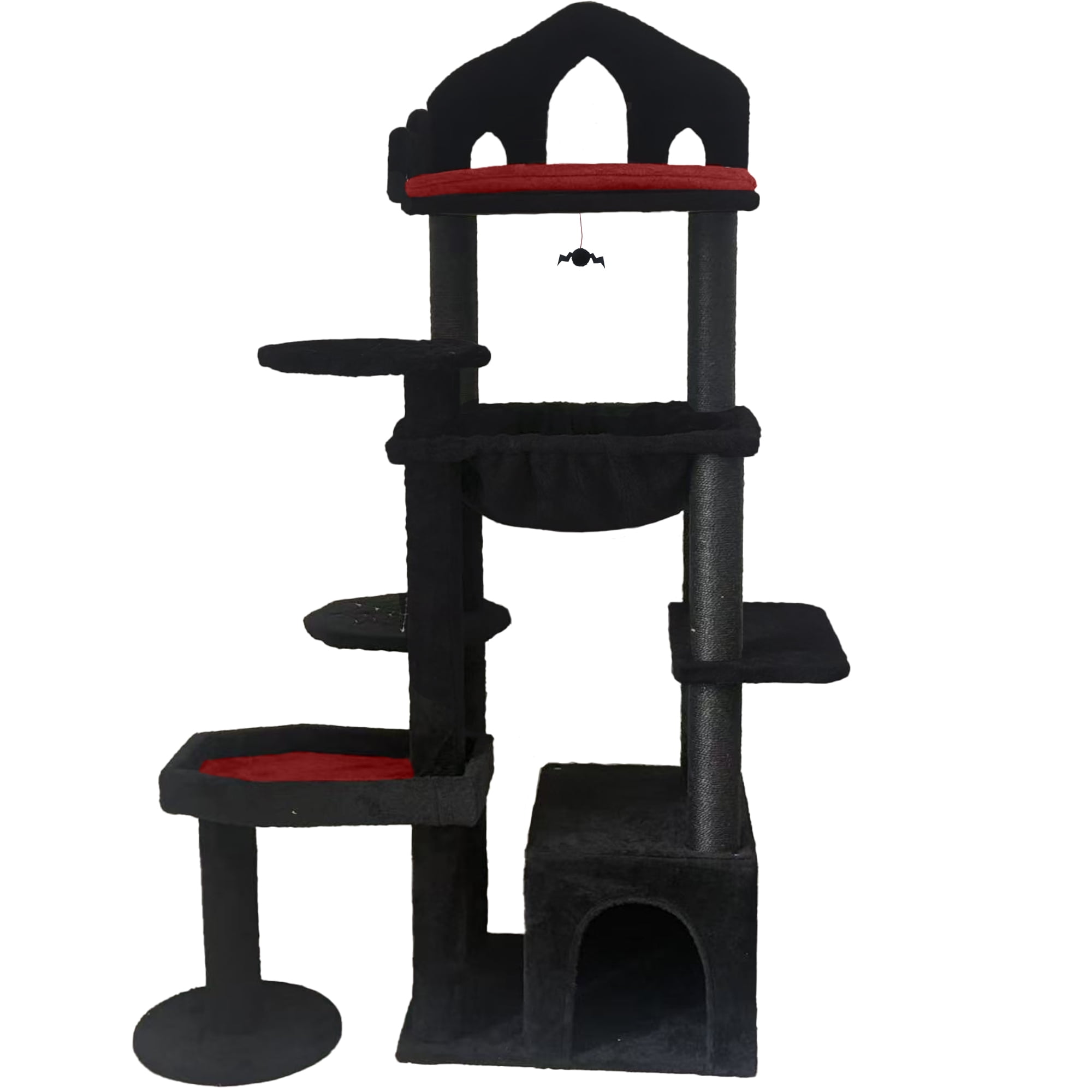 Jopath Tall Halloween Cat Tower,Black Gothic Cat Tree, Multi-Level ...