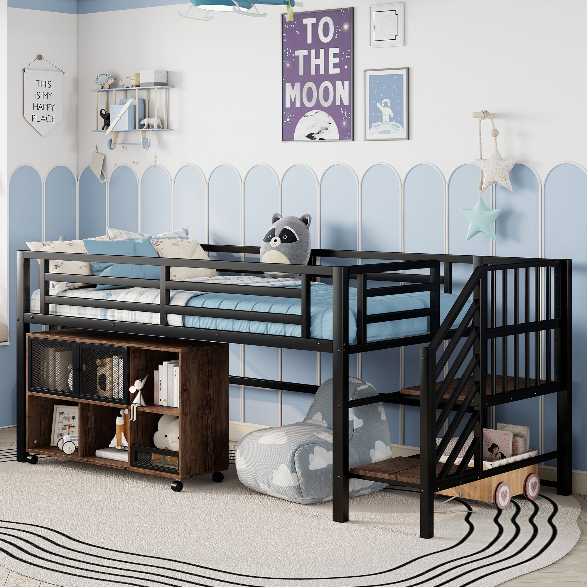 Jopath Twin Size Loft Bed with Storage Cubby,Heavy Duty Metal Loft Bed ...