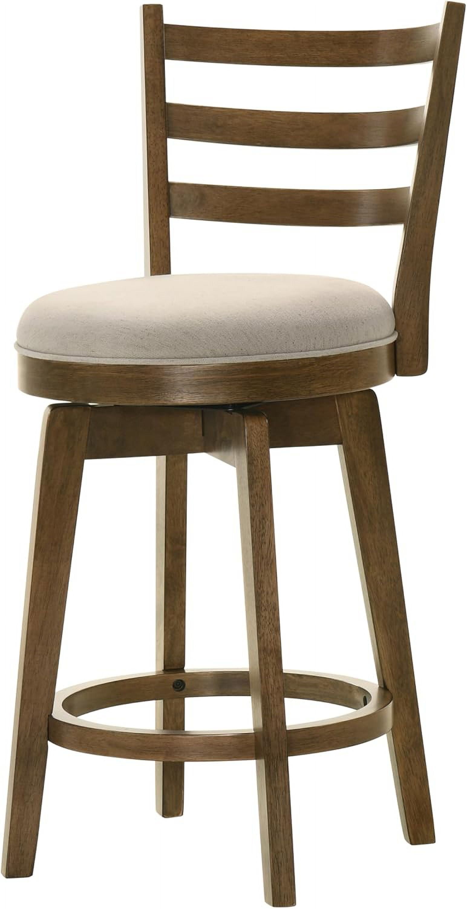 Joplin Walnut Ladder Back Counter Height Swivel Chair with Upholstered ...