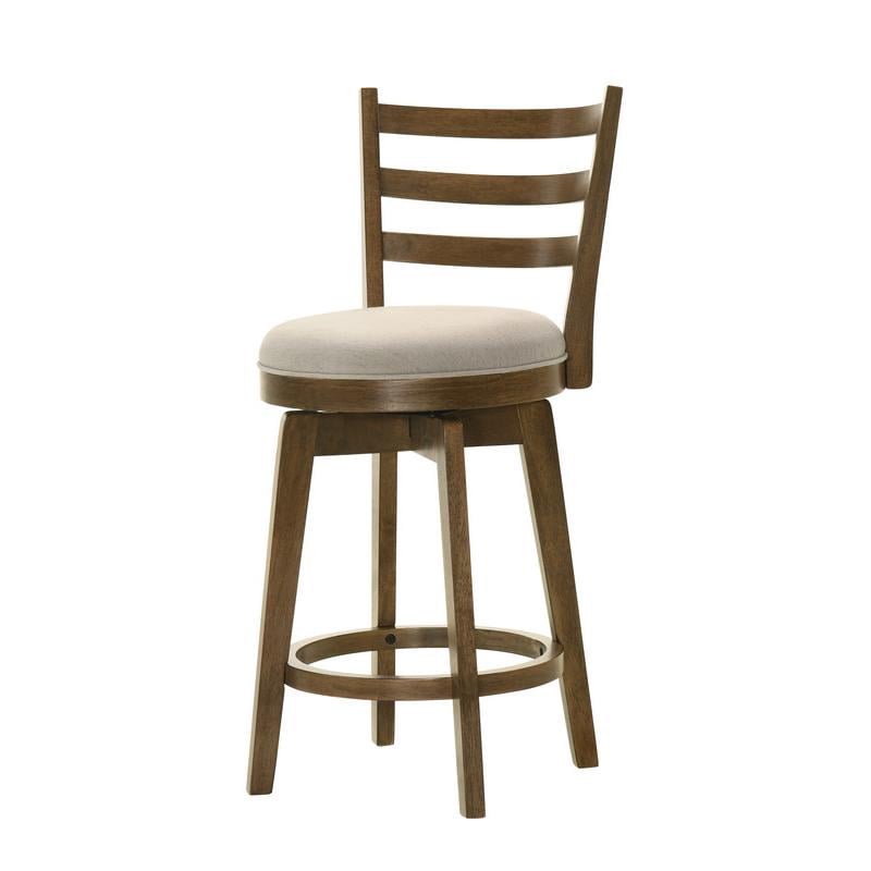Joplin Walnut Wood Ladder Back Counter Height Swivel Chair with ...