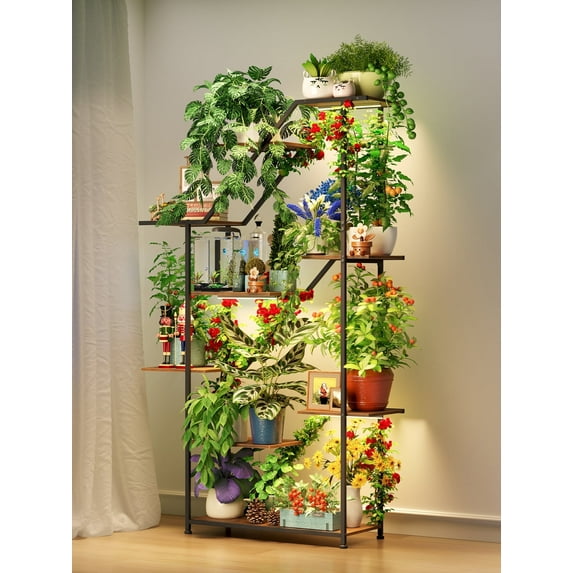 Joqixon Lighted Plant Stand with Grow Lights – Multi Tier Metal Shelf ...
