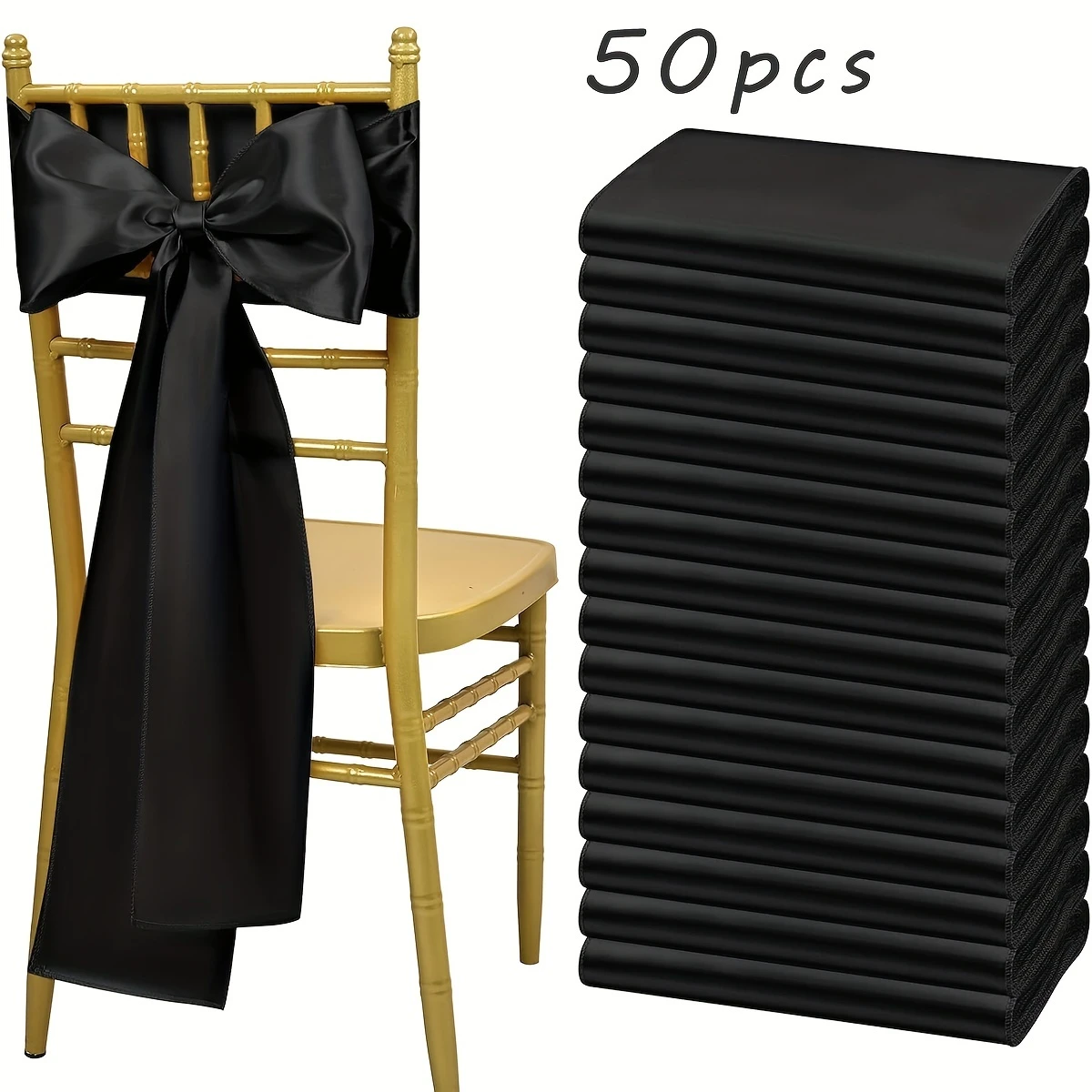Joqmia 50pcs Elegant Satin Chair Sashes - 7x108" Fit, Perfect for ...