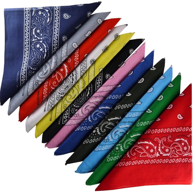 Joqmia Assorted Colors Paisley Cowboy Bandanas 12 Pack 22 Inch Thick ...
