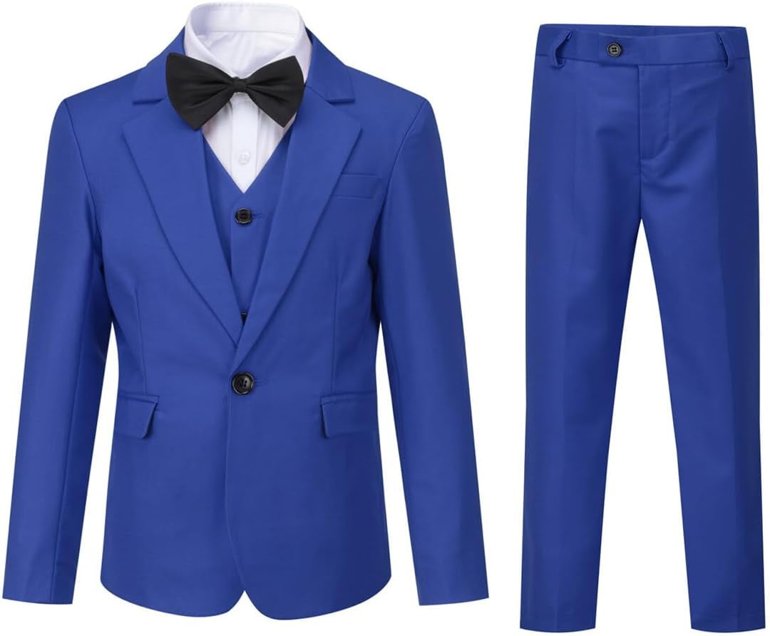 Joqmia Boys Suits 3 Pieces Formal Suit Set Plaid Blazer Vest Pants Slim ...