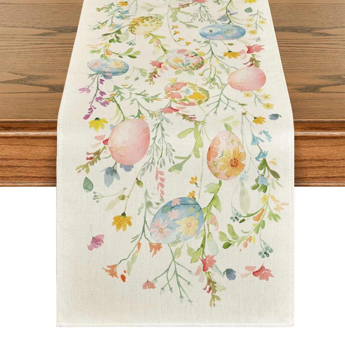 Joqmia Bunny Rabbit Flower Egg Happy Easter Table Runner, Seasonal ...
