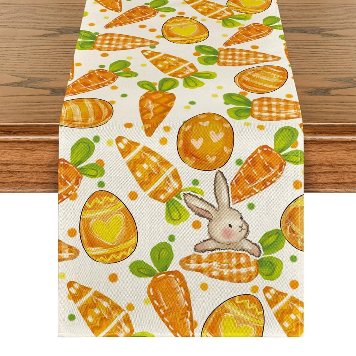 Joqmia Bunny Rabbit Flower Egg Happy Easter Table Runner, Seasonal ...