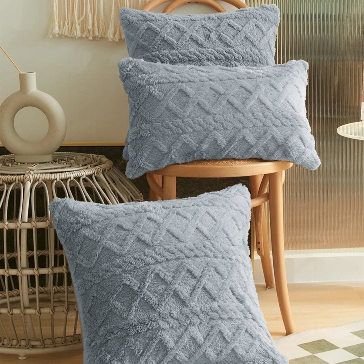 Joqmia Decorative Throw Pillow Covers Braid double sided jacquard ...