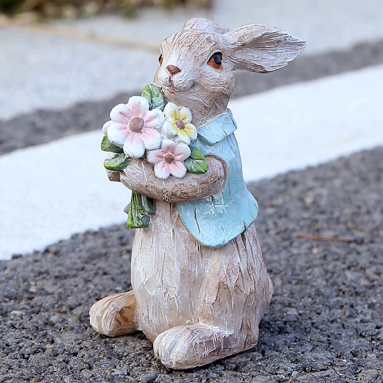Joqmia Easter Bunny Statue, Figurine for Party Decor 7.3 inch, Resin ...