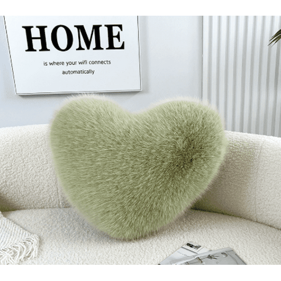 Joqmia Fluffy Heart Shaped Throw Pillow, Ultra Soft Long Faux Fur ...