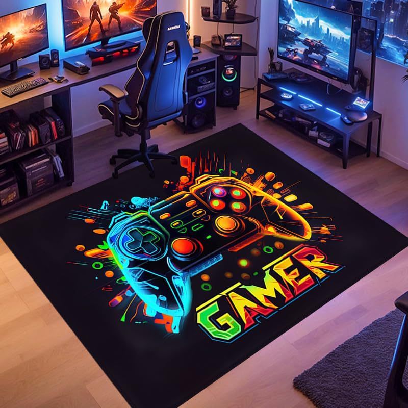 Joqmia Gaming Rug - Gamer Rug for Game Room, Gamer Rugs for Bedroom ...