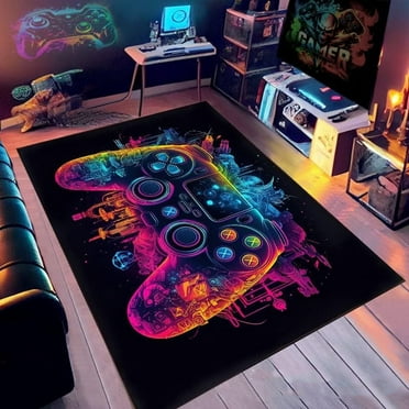 Large Gaming Rug for Kids Room, Video Game Controller Design Carpet for ...