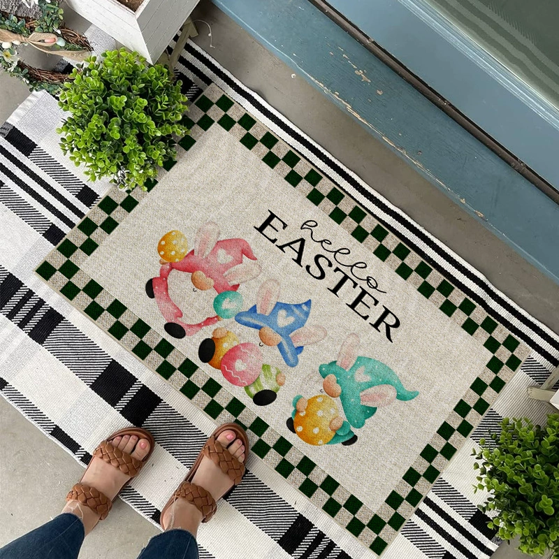 Joqmia Happy Easter Door Mat Bunny Doormat for Indoor Outdoor, Holiday ...