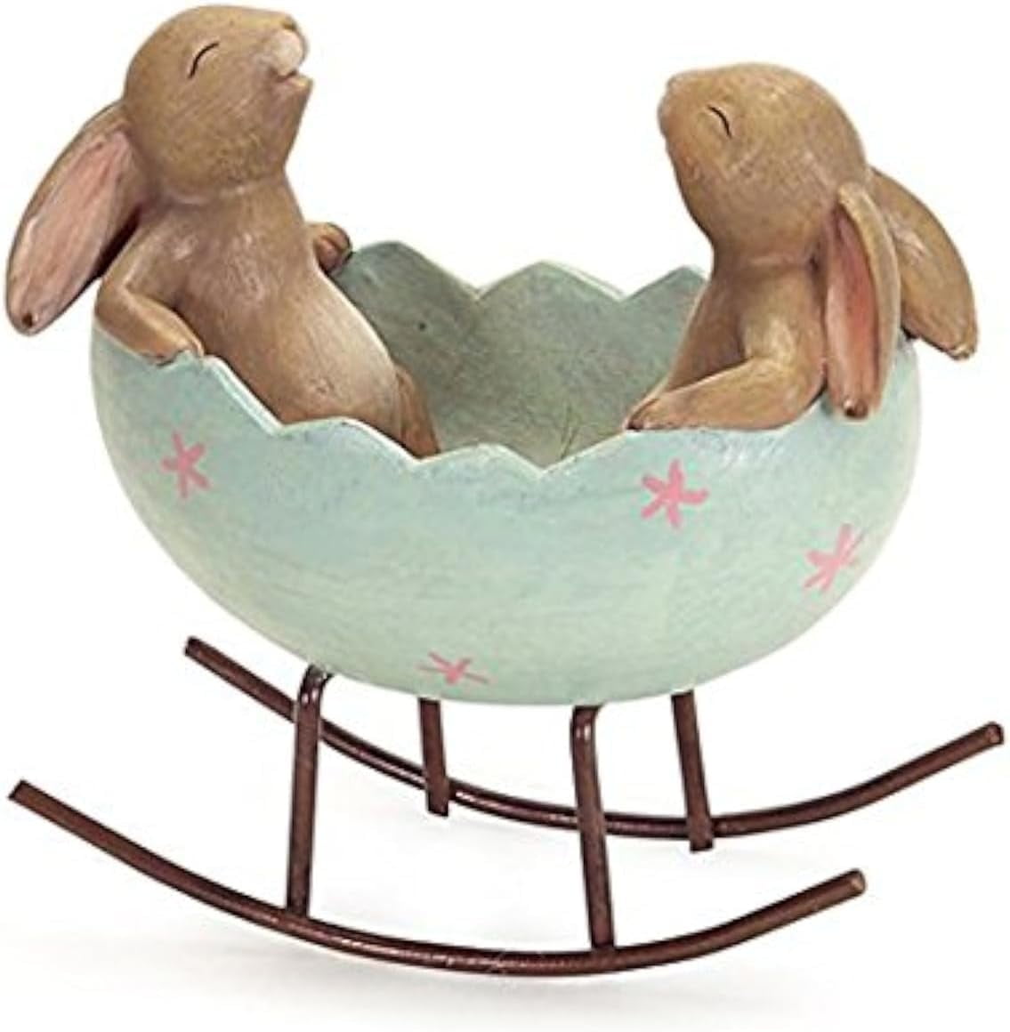 Joqmia Laughing Bunny Rabbits Rocking in an Easter Egg Cradle Spring ...