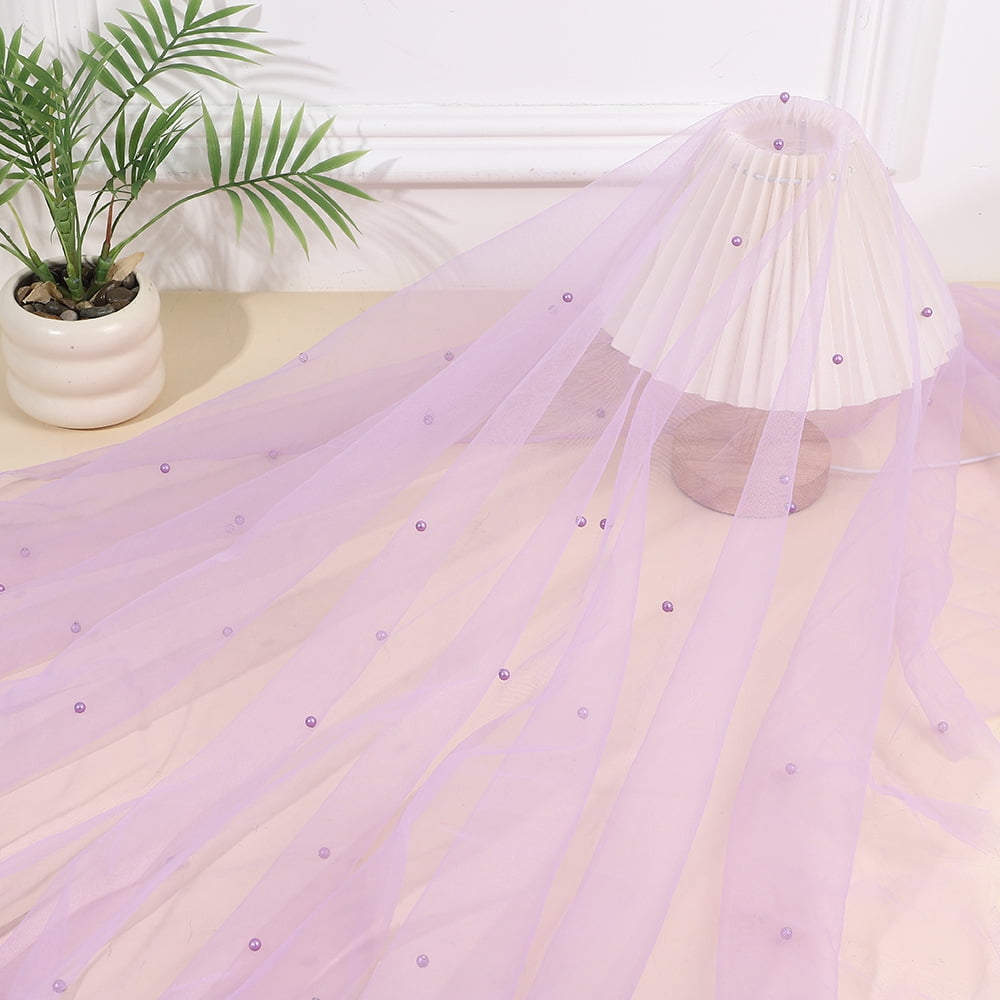 Joqmia Table Runner Wedding Veil Beaded Pearl Lace Fabrics Soft Tulle ...