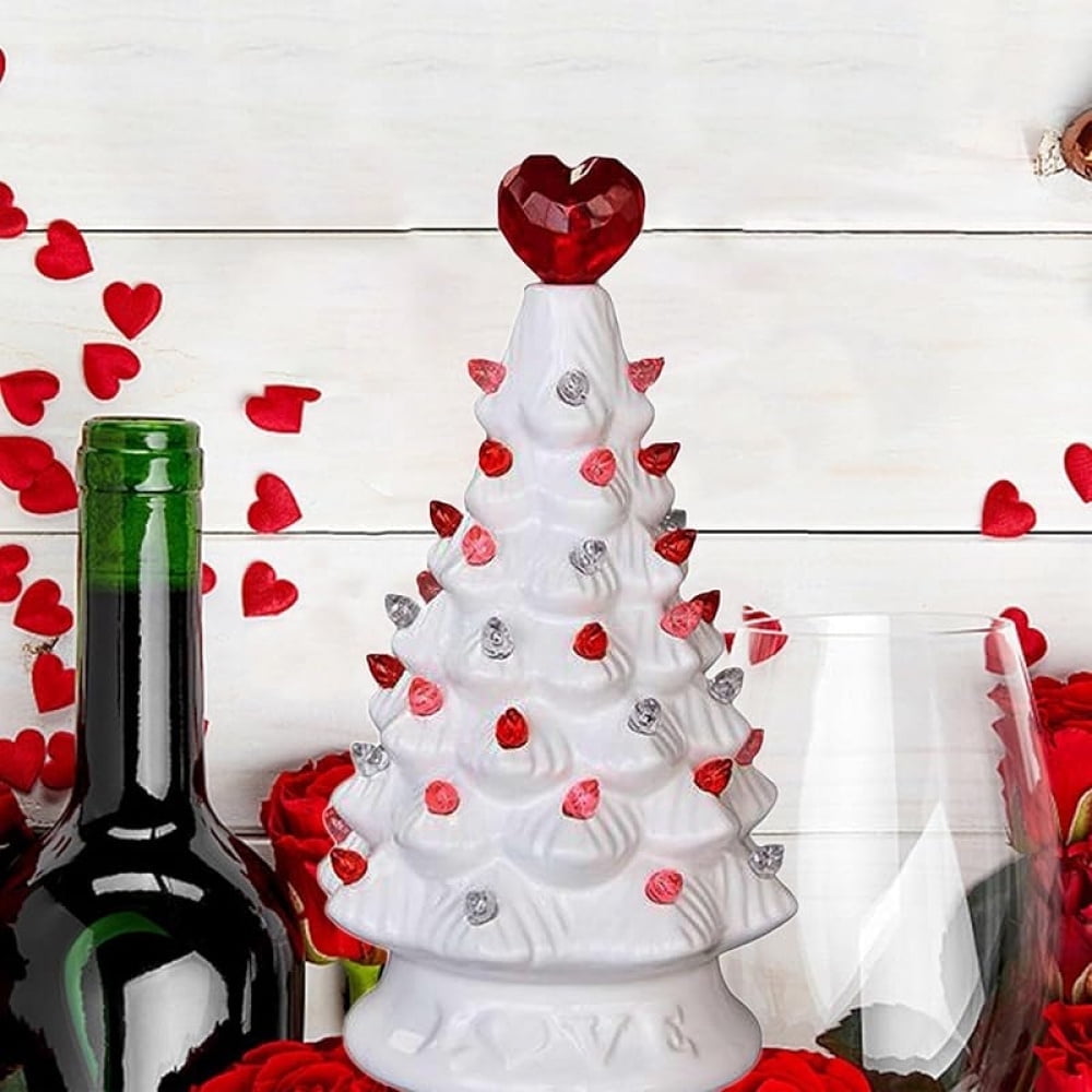 Joqmia Valentines Day Decorations, Valentines White Ceramic Tree with ...