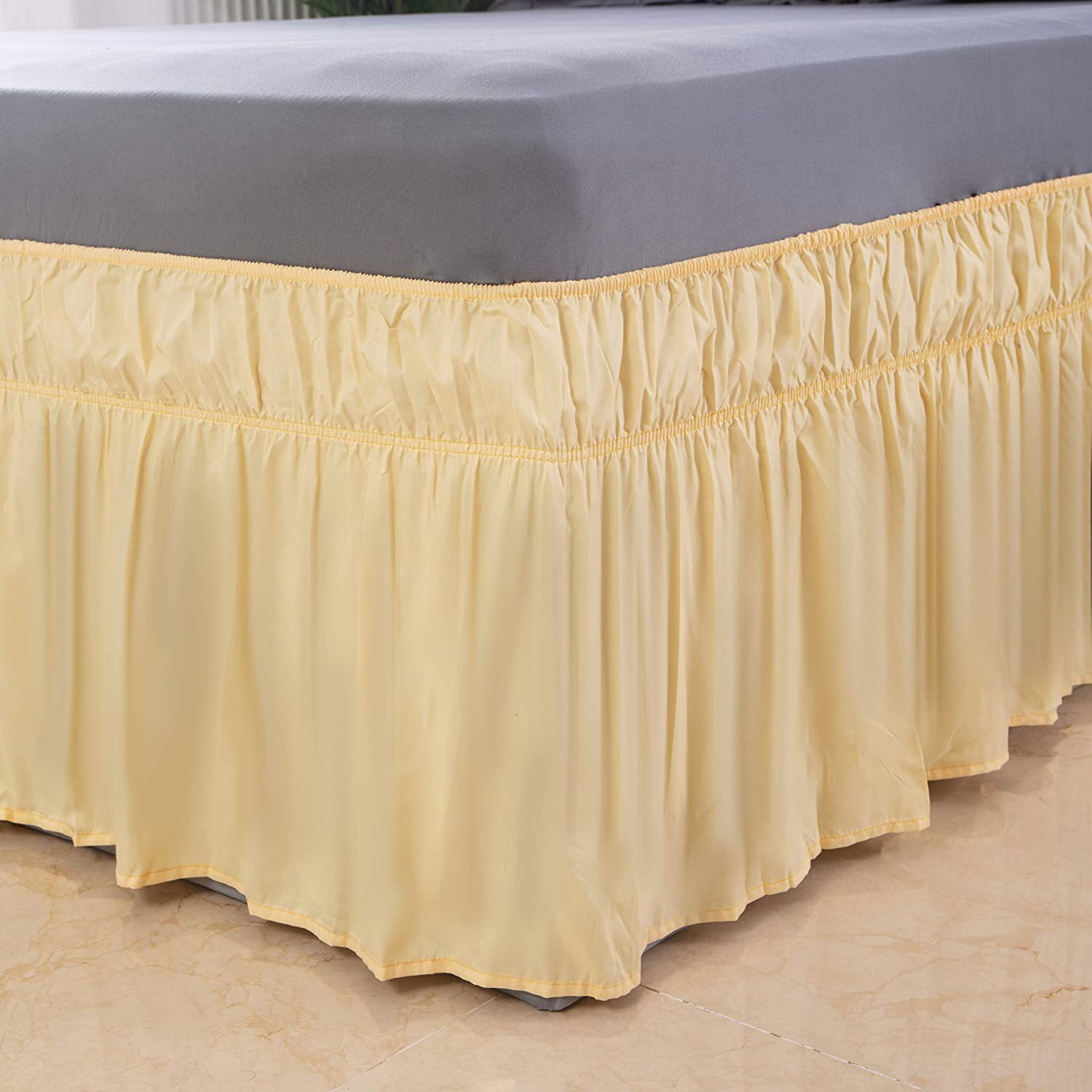 Joqmia Wrap Around Ruffled Bed Skirt with Adjustable Elastic Belt - 14/ ...