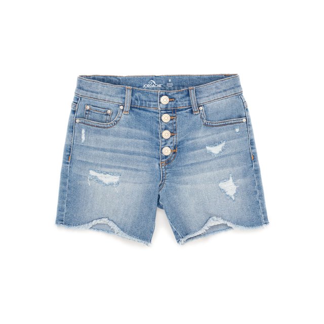 Jordache Girls Exposed Button Midi Shorts, Sizes 5-18 - Walmart.com