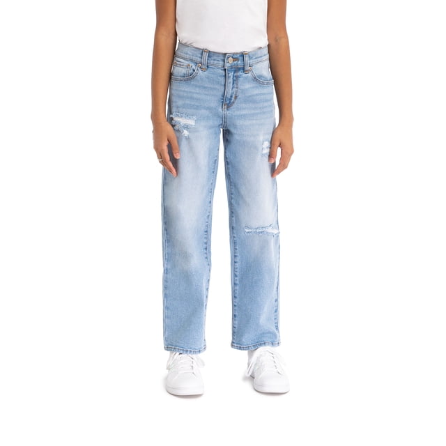 Jordache Girls High Rise Baggy Straight Jeans, Sizes 5-18 - Walmart.com