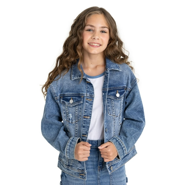 Jordache Girls Oversized Denim Jacket, Sizes 4-18 - Walmart.com