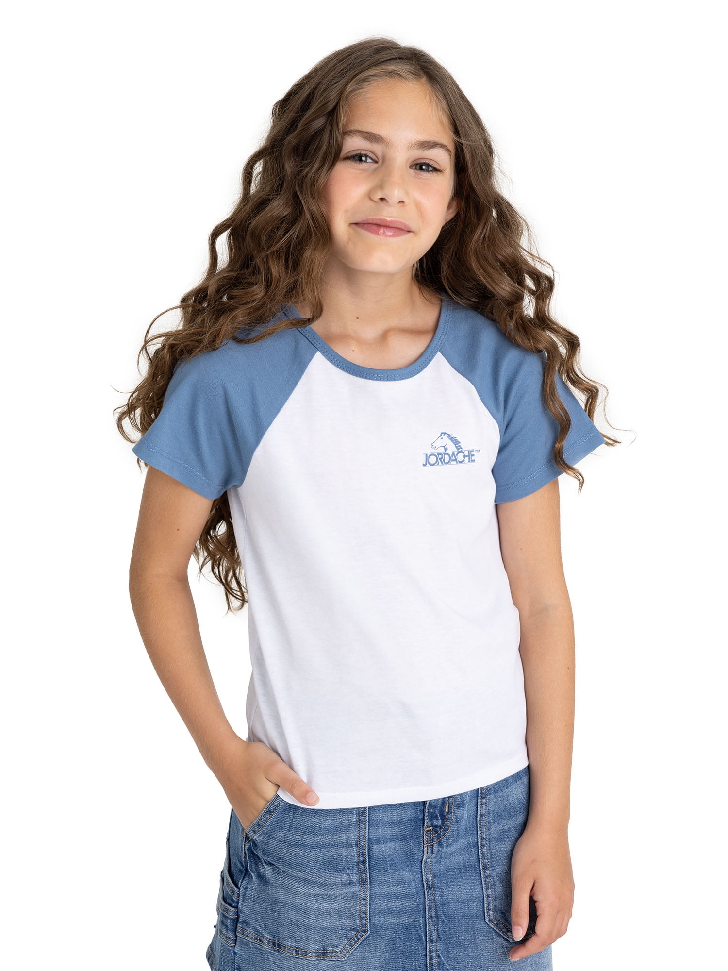 Jordache Girls Short-Sleeve Raglan Tee - Comfy Cotton Fabric - Walmart.com