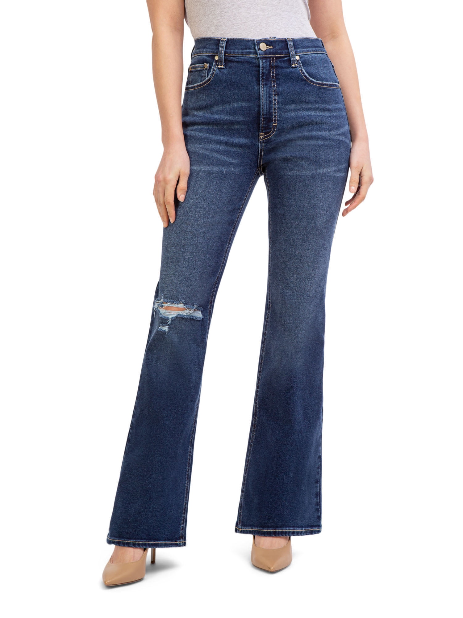 Jordache Women's High Rise Flare Jeans, Available in 27", 30", 32 ...