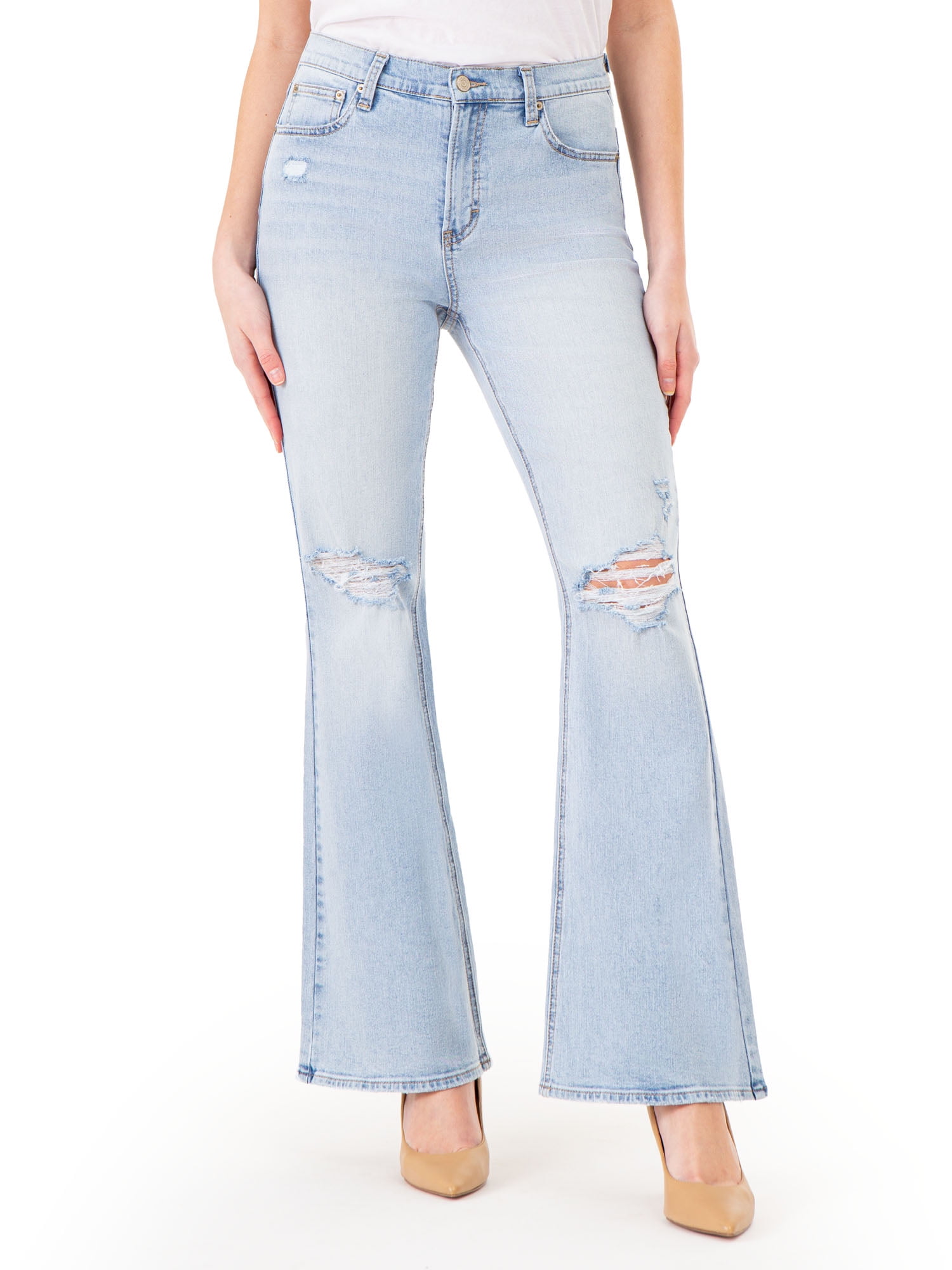 Jordache Women's High Rise Flare Jeans, Available in 27", 30", 32 ...