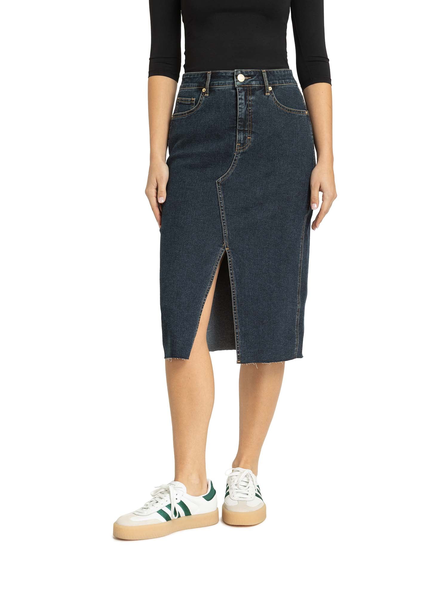 Jordache Women's High Rise Denim Midi Skirt - Walmart.com