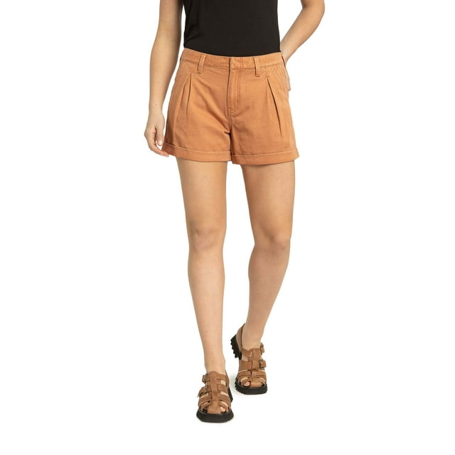 Jordache Women's High Rise Pleated Rolled Cuff Short - Walmart.com