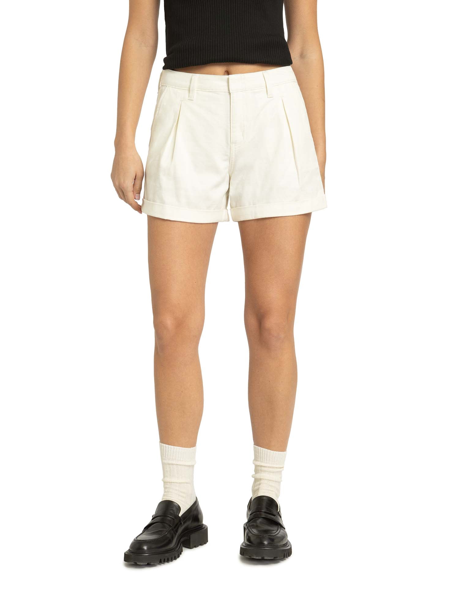 Jordache Women's High Rise Pleated Cuff Shorts - Soft Fabric, Comfort ...