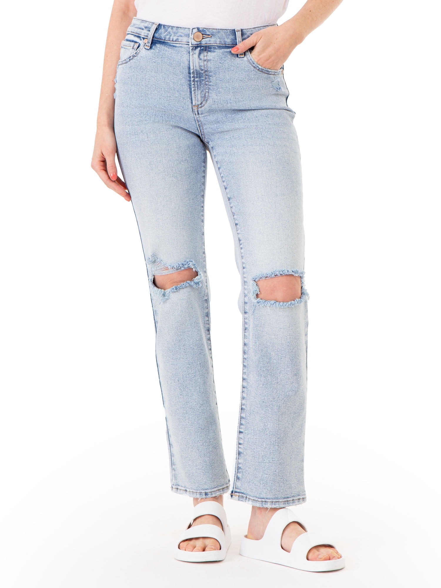 Jordache Women's High Rise Straight Leg Jeans - Walmart.com