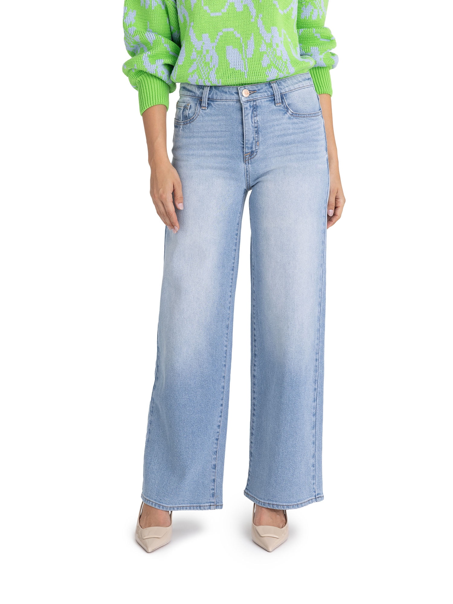 Jordache Women's High Rise Wide Leg Jeans, 32" Inseam, Sizes 2-22 ...