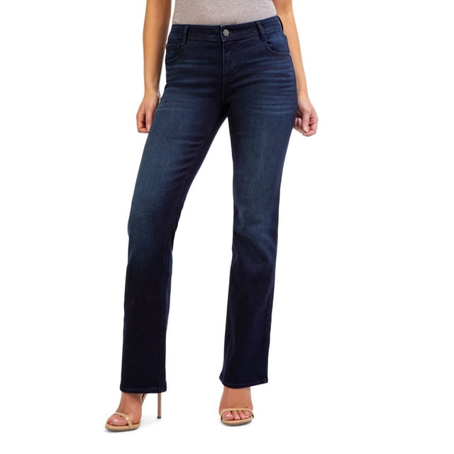 Jordache Women’s Mid Rise Bootcut Jeans, Regular and Short Inseam ...